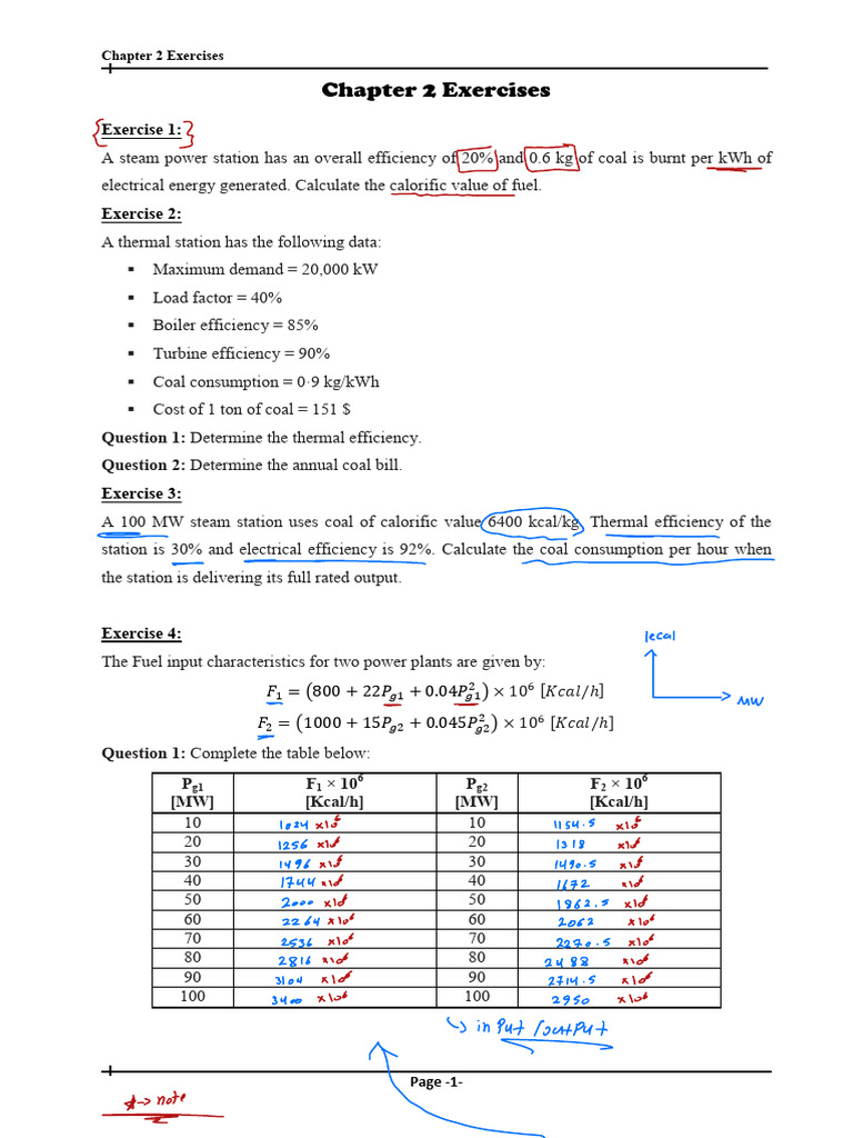 Chapter 2 Exercises | PDF | Power Station | Watt