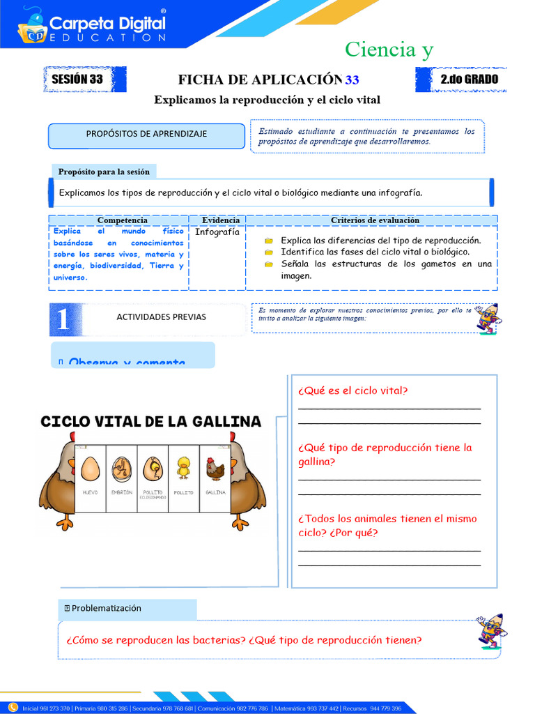 2° - FICHA - DE - APLICACIÓN SESIÓN33 SEM.1 EXP.7 CyT | Descargar gratis PDF | Reproducción ...