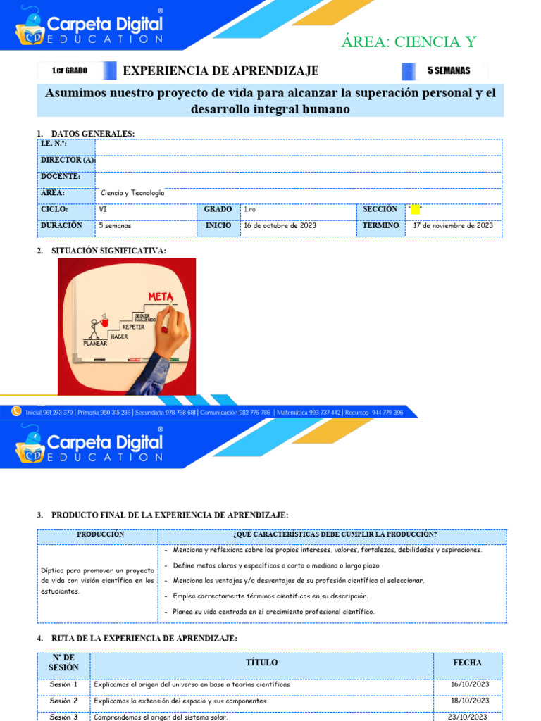 1º Experiencia de Aprendizaje - Exp7 - Cyt | PDF | Universo | Aprendizaje