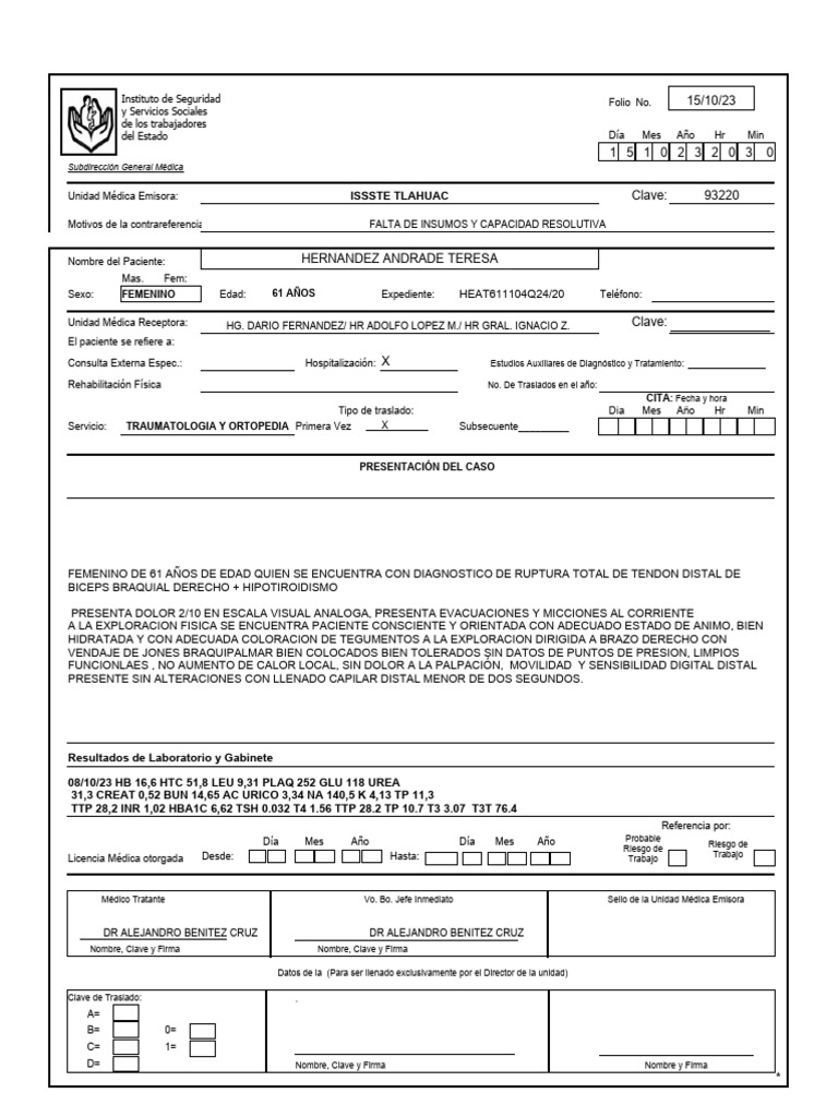 SM1-17 Formato Referencia y Contrareferencia 2022 | PDF | Cuidado de la ...