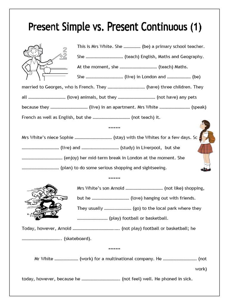 Nofrills Worksheet For All Ages Present Simple Vs Fun Activities Games ...