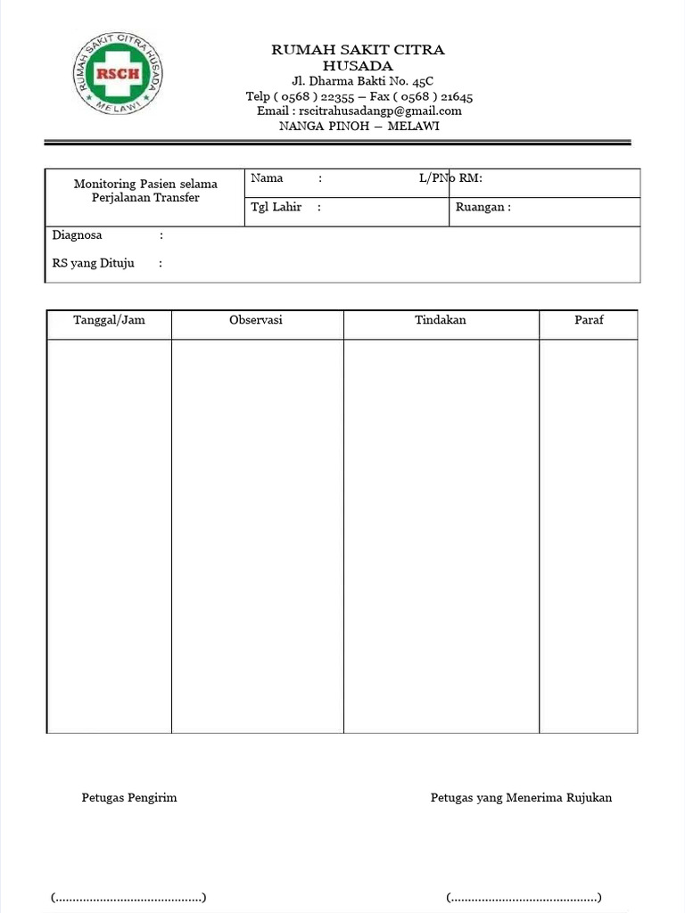 Lembar Observasi Pasien Rujuk | PDF