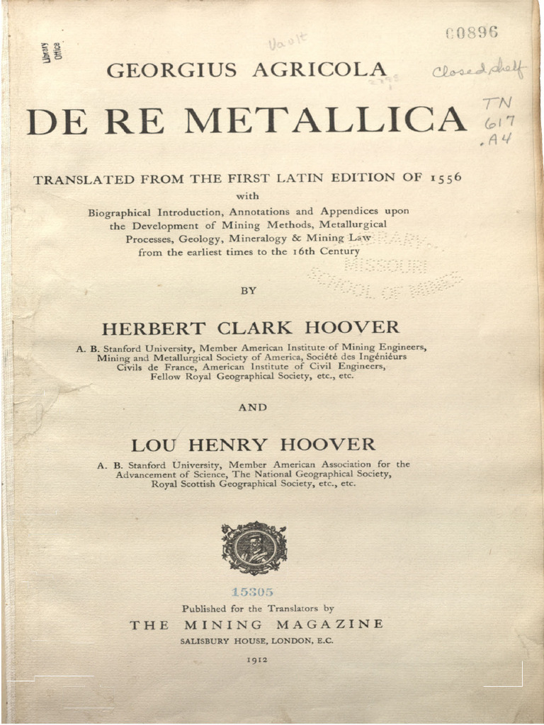 Georgius Agricola 'De Re Metallica' (1556) (Translated) | PDF | Theory