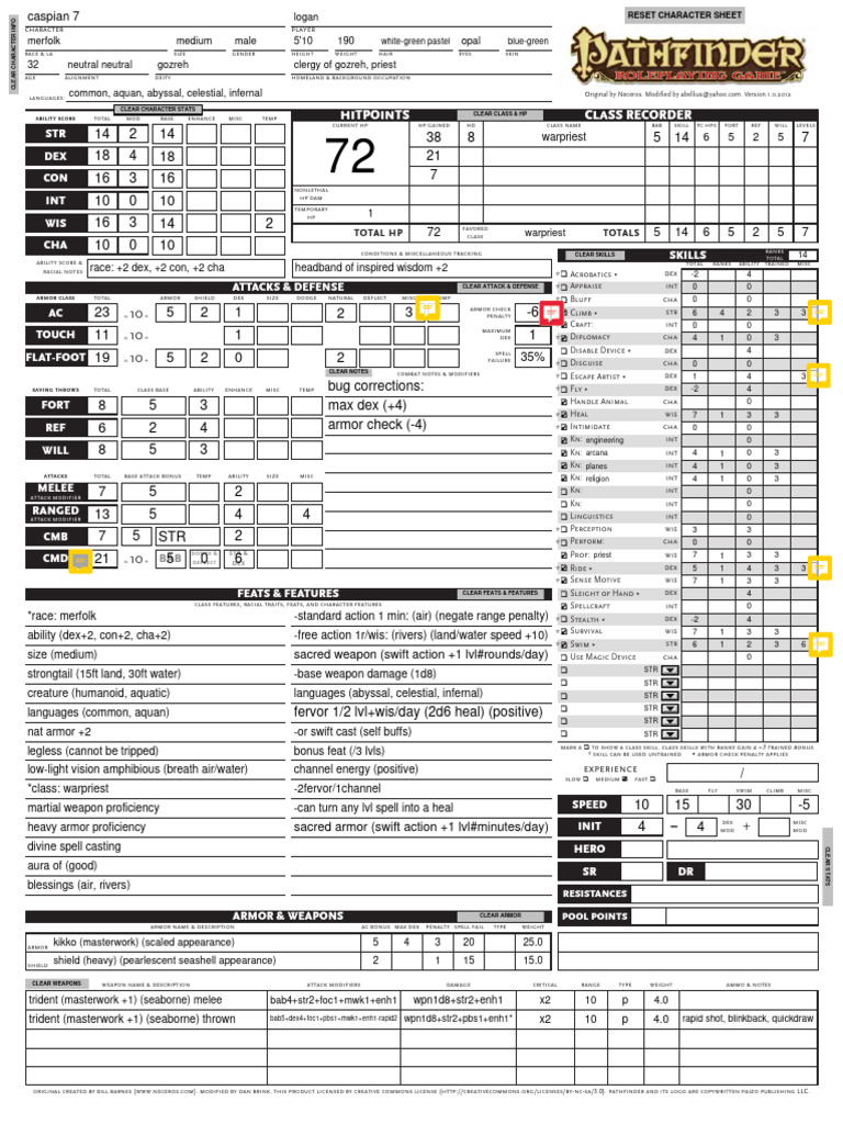 Pathfinder 1E Merfolk Warpries of Gozreh | PDF | D20 System | Role ...