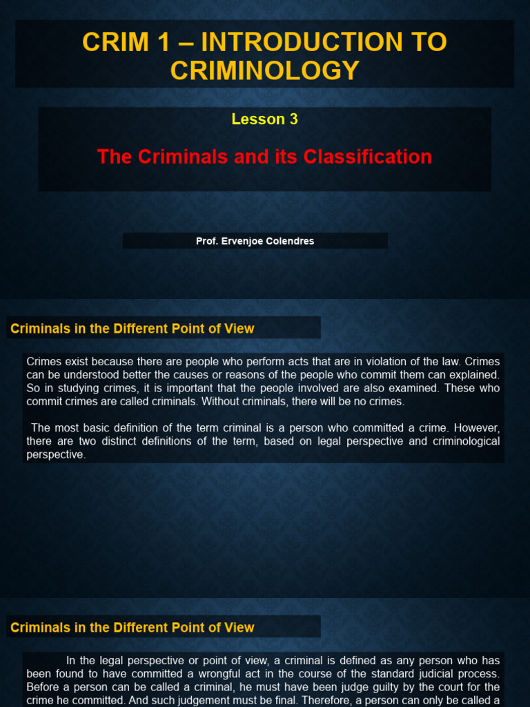 Crim 1 Lesson 3 | PDF | Criminology | Crimes