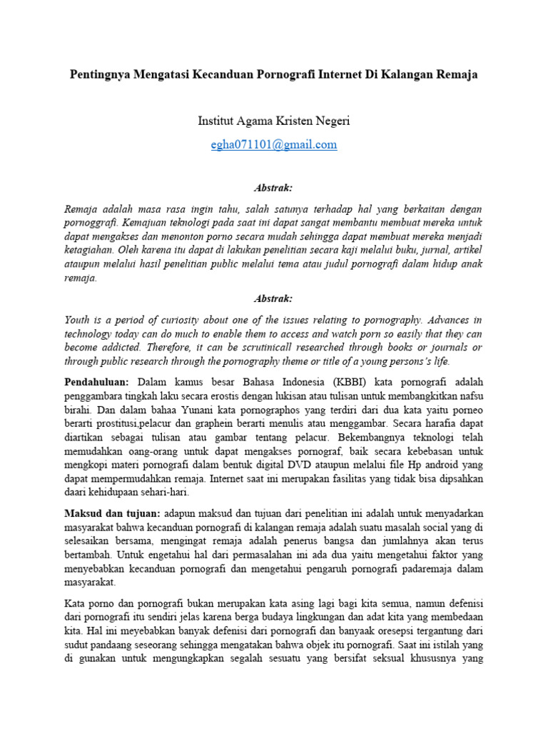 Kecanduan Pornografi di Kalangan Remaja | PDF
