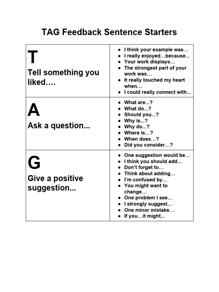 TAG Peer Feedback | PDF
