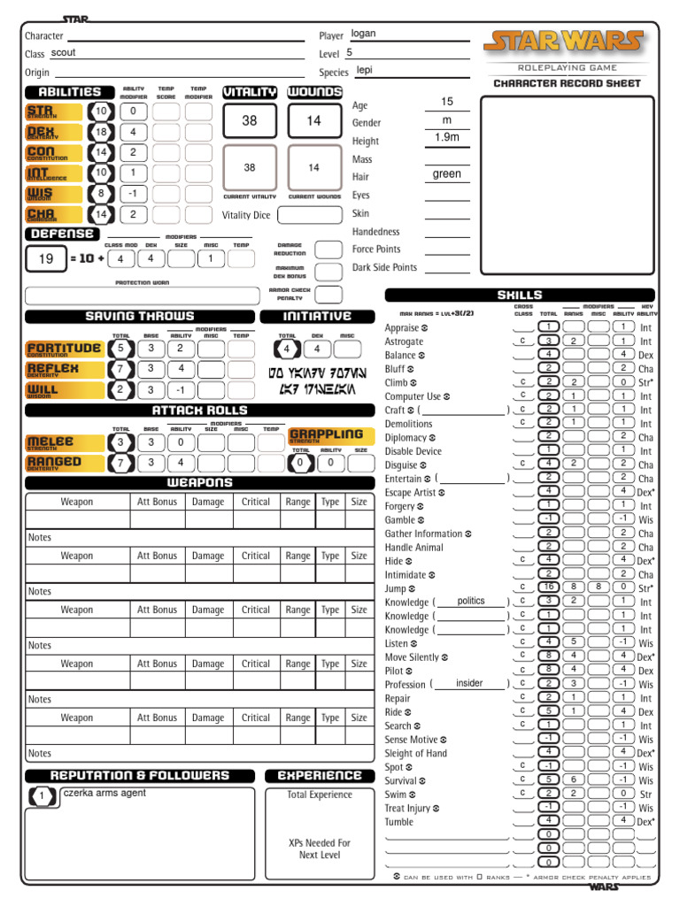 Star Wars D20 Lepi Scout | PDF