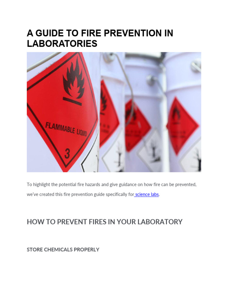 A Guide To Fire Prevention in Laboratories | PDF | Laboratories ...