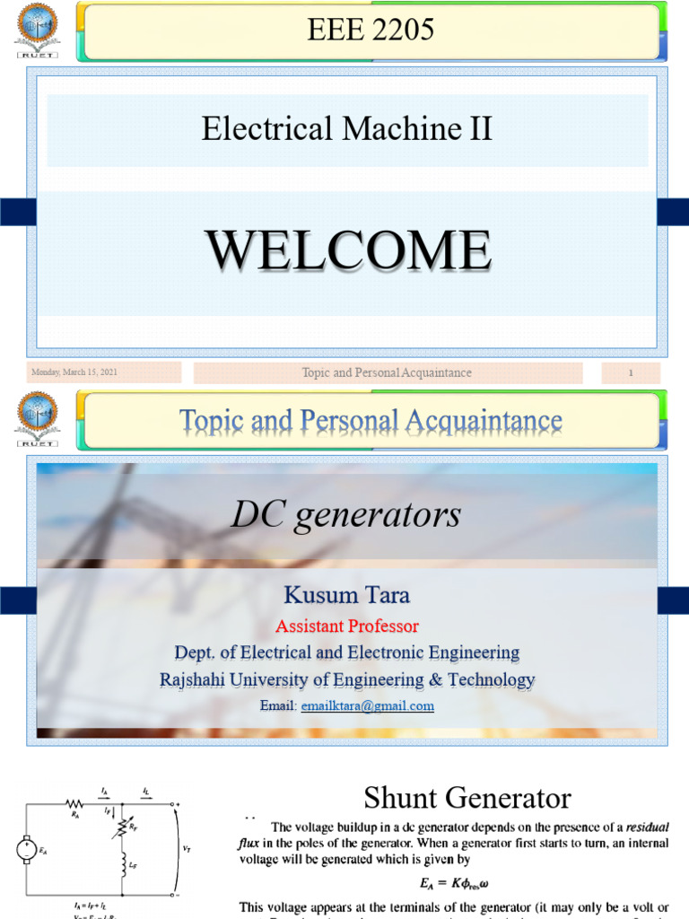 Understanding DC Shunt Generators | PDF | Electric Generator ...