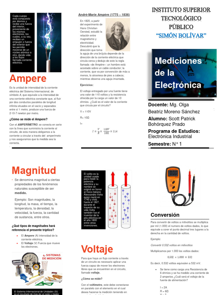 Tríptico Matemática V2 | PDF | Corriente eléctrica | Voltio