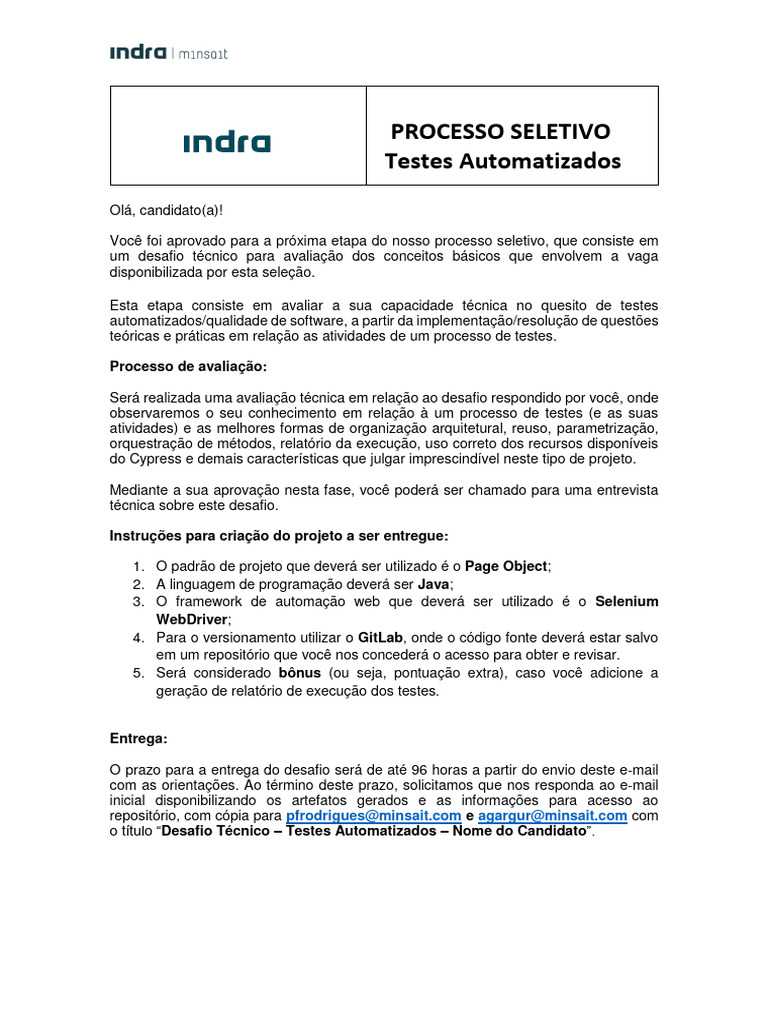 Modelo - Desafio II - Automatizado - Java .v1.4 | PDF | Computadores