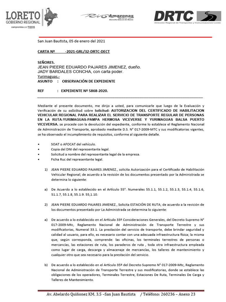 CARTA #02-2021-JEAN PIERRE EDUADOR JIMENEZ-vctm | PDF