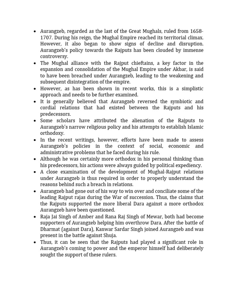 Mughal-Rajput Relations Part IV | PDF | History