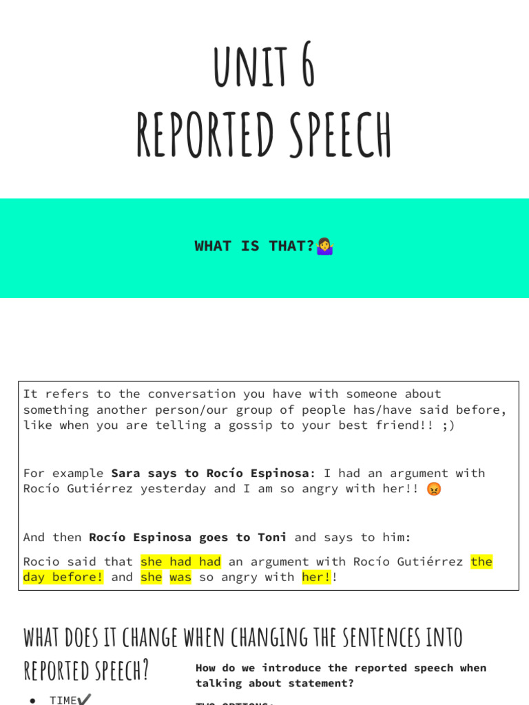 Unit 6 Reported Speech-2 | PDF