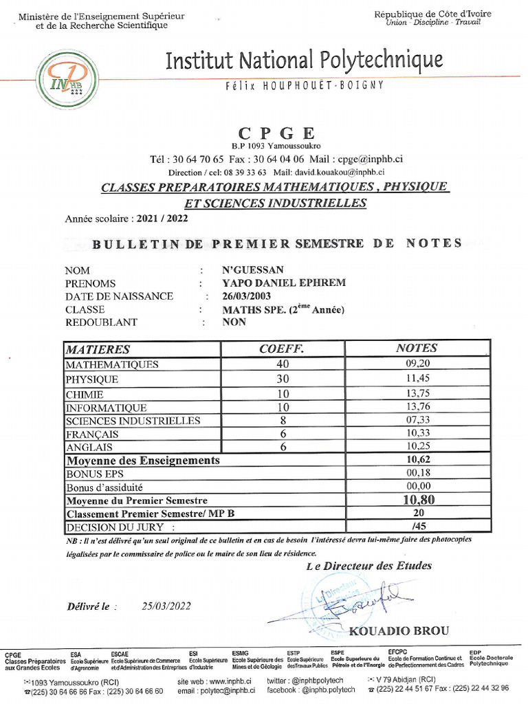 Bulletin Cpge 2eme Annee | PDF