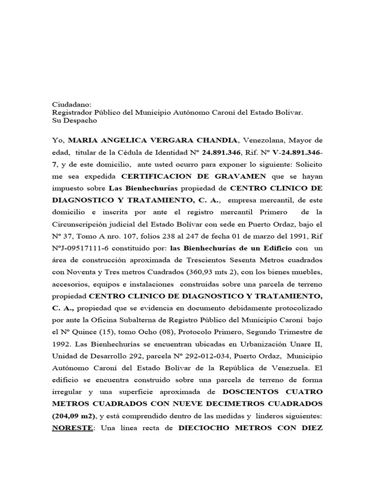 Certificaci n De Gravamen Edificio PDF