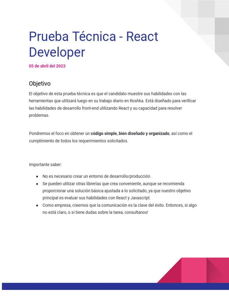 Prueba Tecnica React - Js | PDF