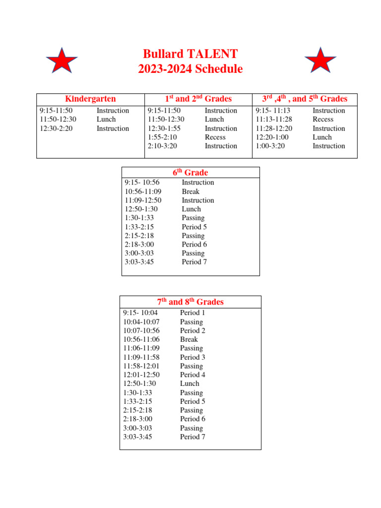 2023 24-Bullard-TALENT Bell Schedule | PDF