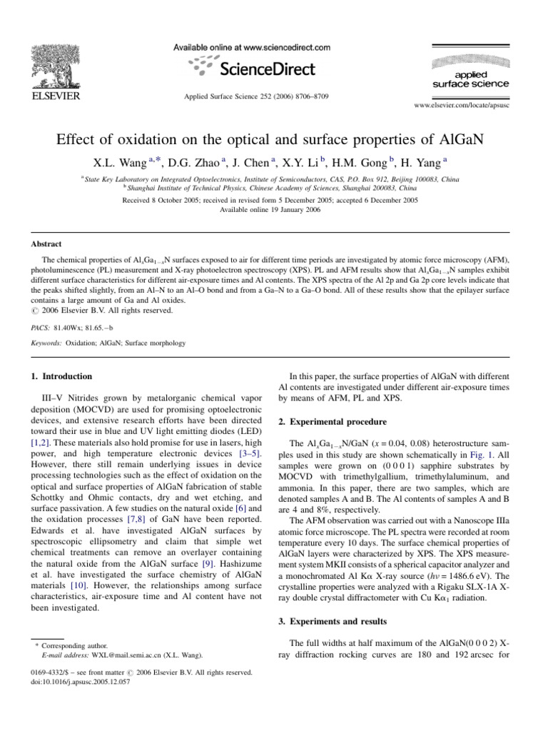 (2006) Effect of Oxidation On The Optical and Surface Properties of ...