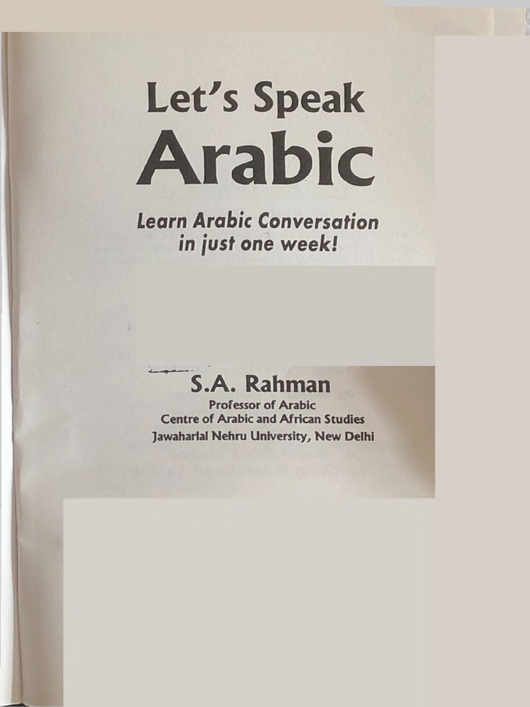 Learn Spoken Arabic in One Week | PDF | Arabic | Writing