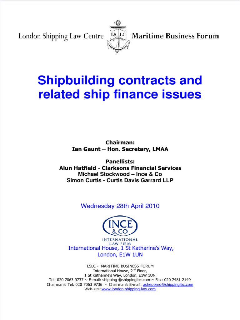 Dokumen - Tips - Shipbuilding Contracts and Ship Finance Issuespdf ...