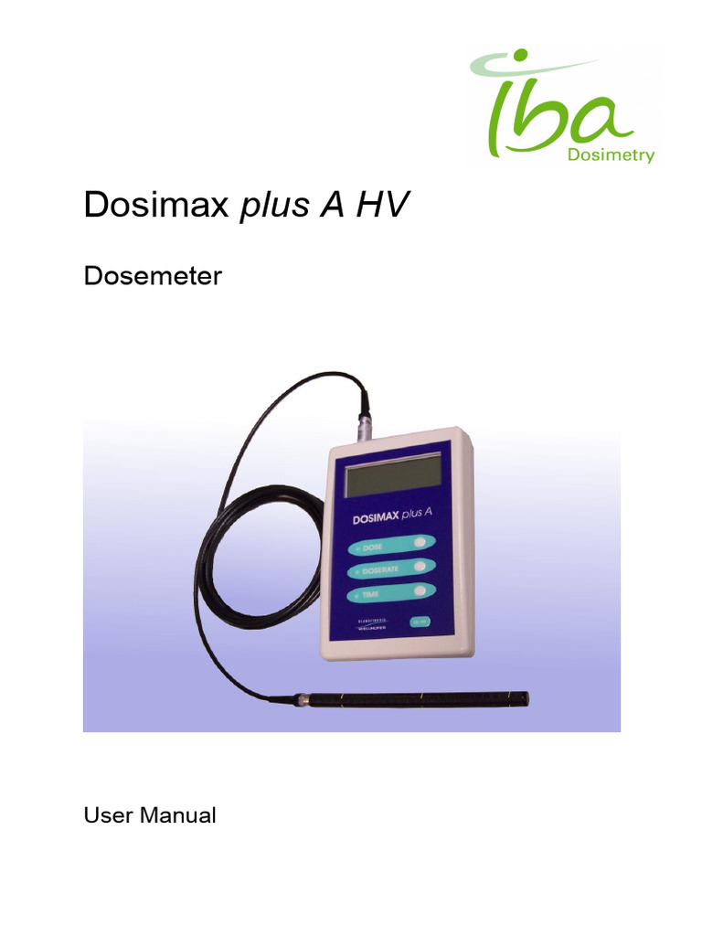 VD UM DOSIMAX Plus A HV 001 - ND | PDF | Absorbed Dose | Radiography