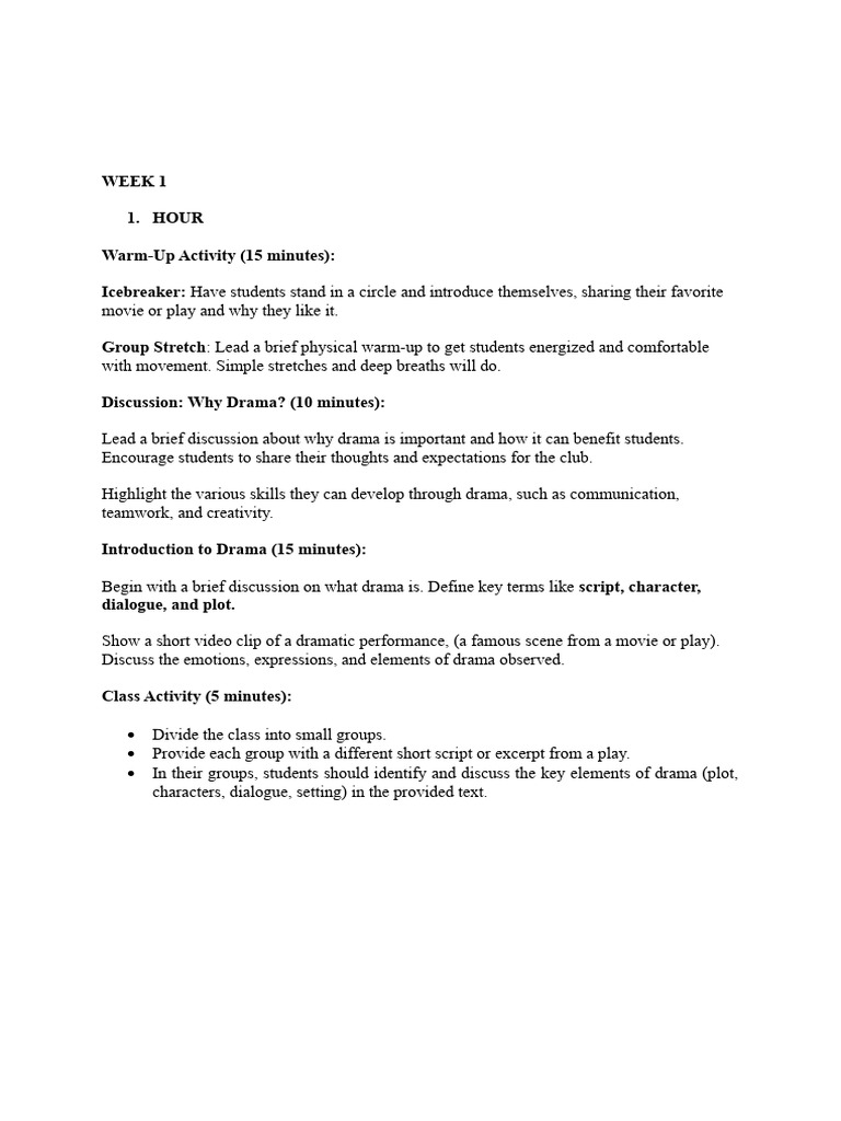 English Drama Club Week 1 | PDF
