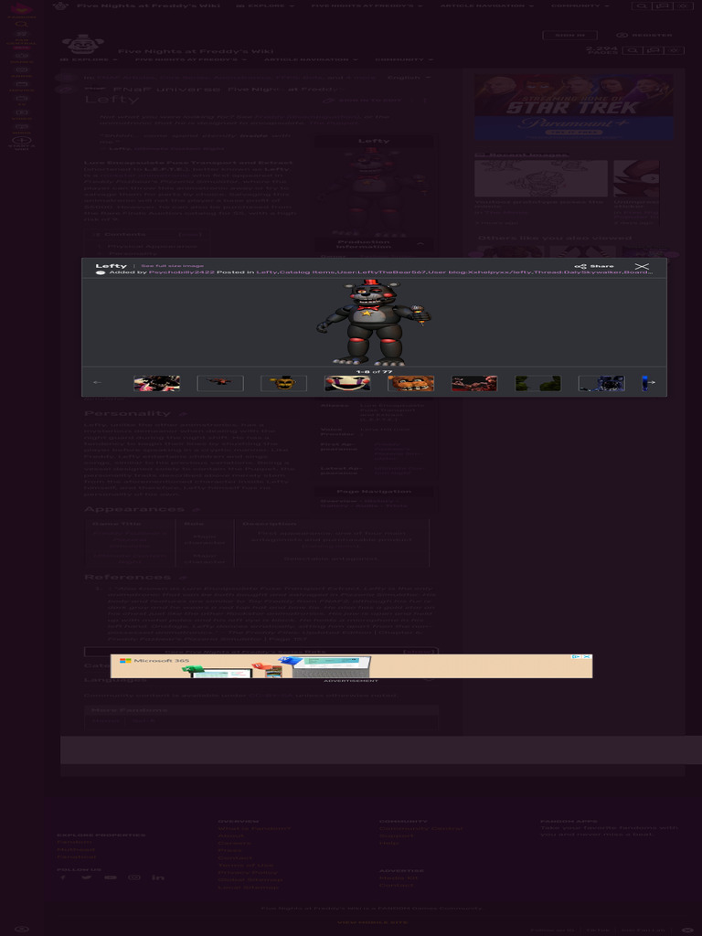 Lefty Five Nights at Freddy's Wiki Fandom | PDF