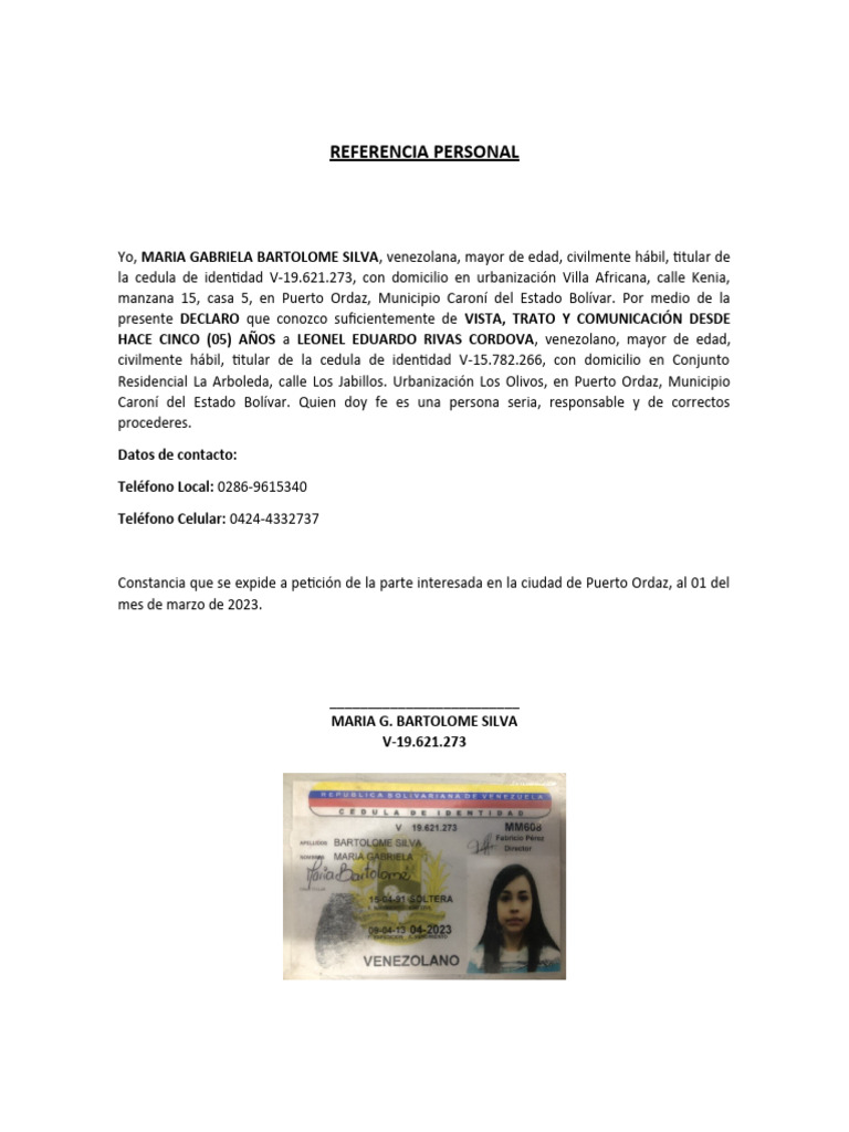 Referencia Personal | PDF