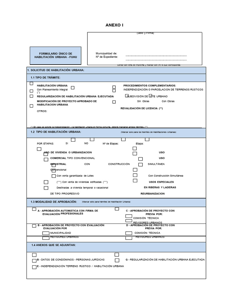 Formulario Único Habilitación Urbana | PDF