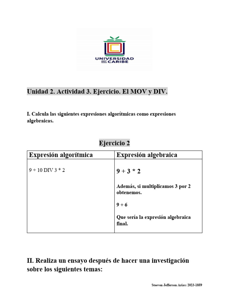 Operadores y Expresiones Algebraicas | PDF