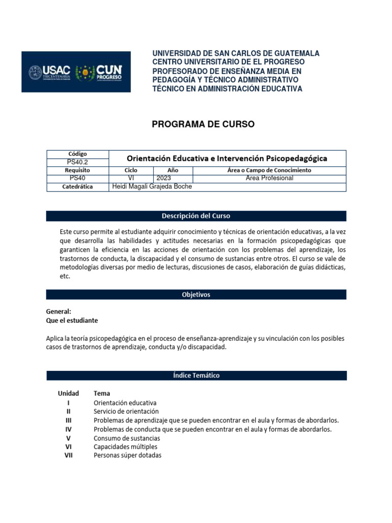 Programa Del Curso | PDF