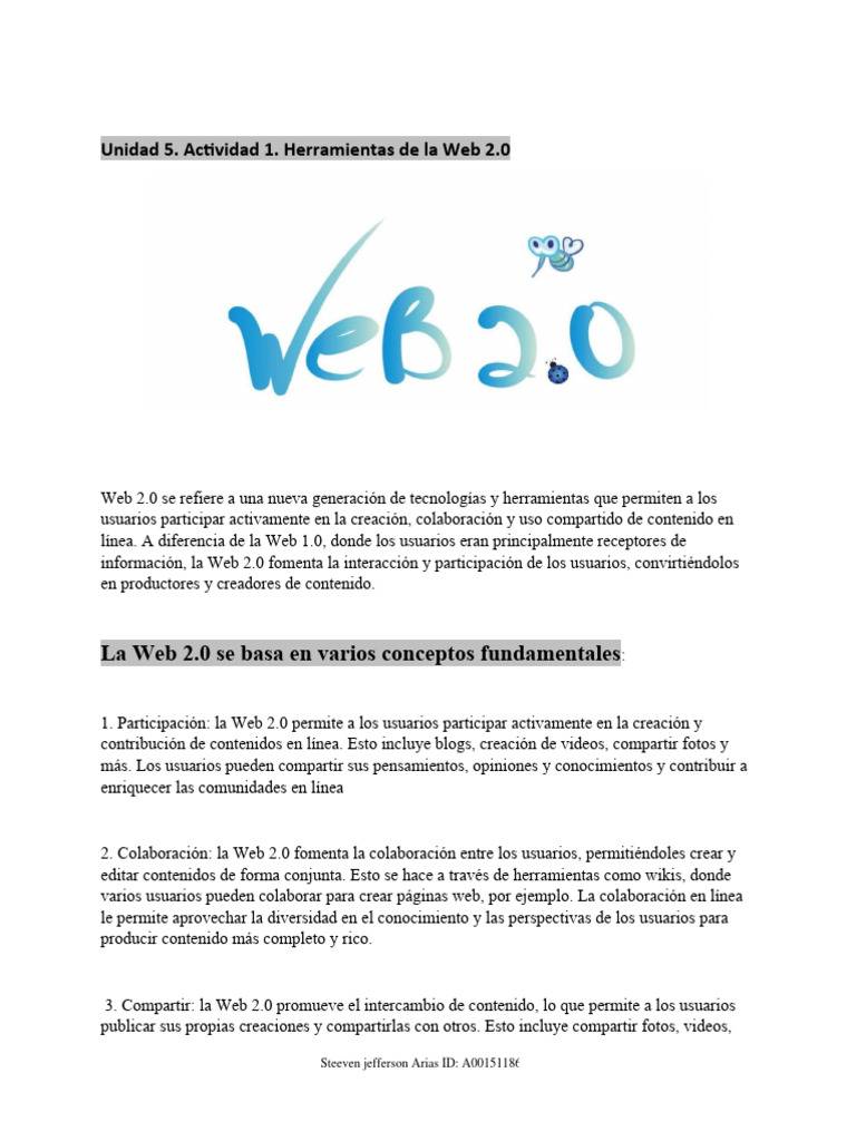 Unidad 5. Actividad 1. Herramientas de La Web 2.0 Aplicadas A La ...