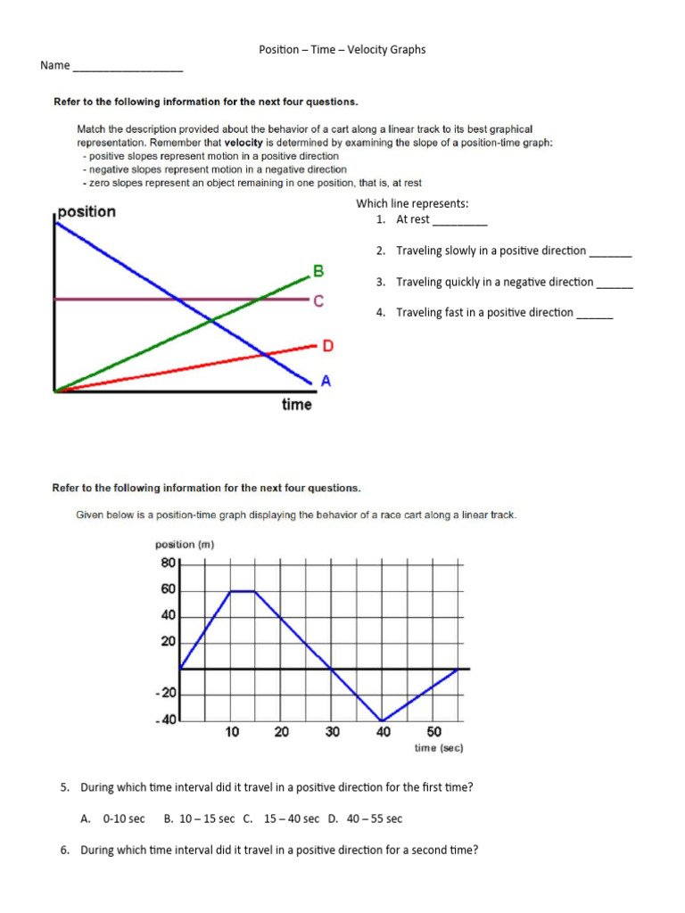 postion-time graph multiple choice | PDF