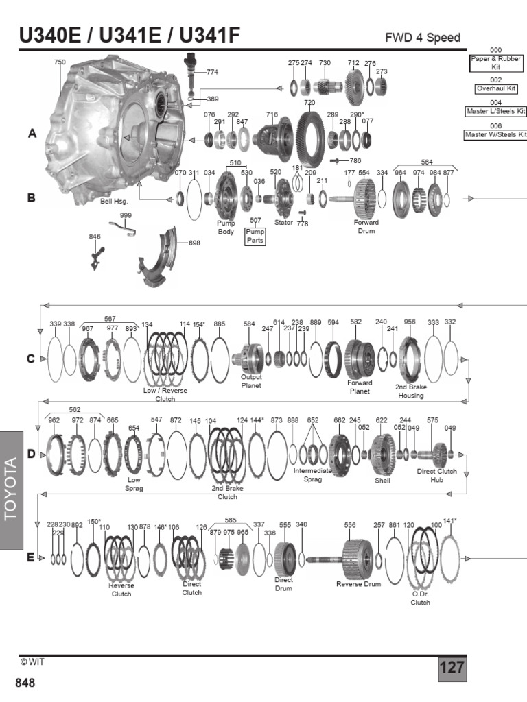 U340E / U341E / U341F: FWD 4 Speed | PDF | Clutch | Transport