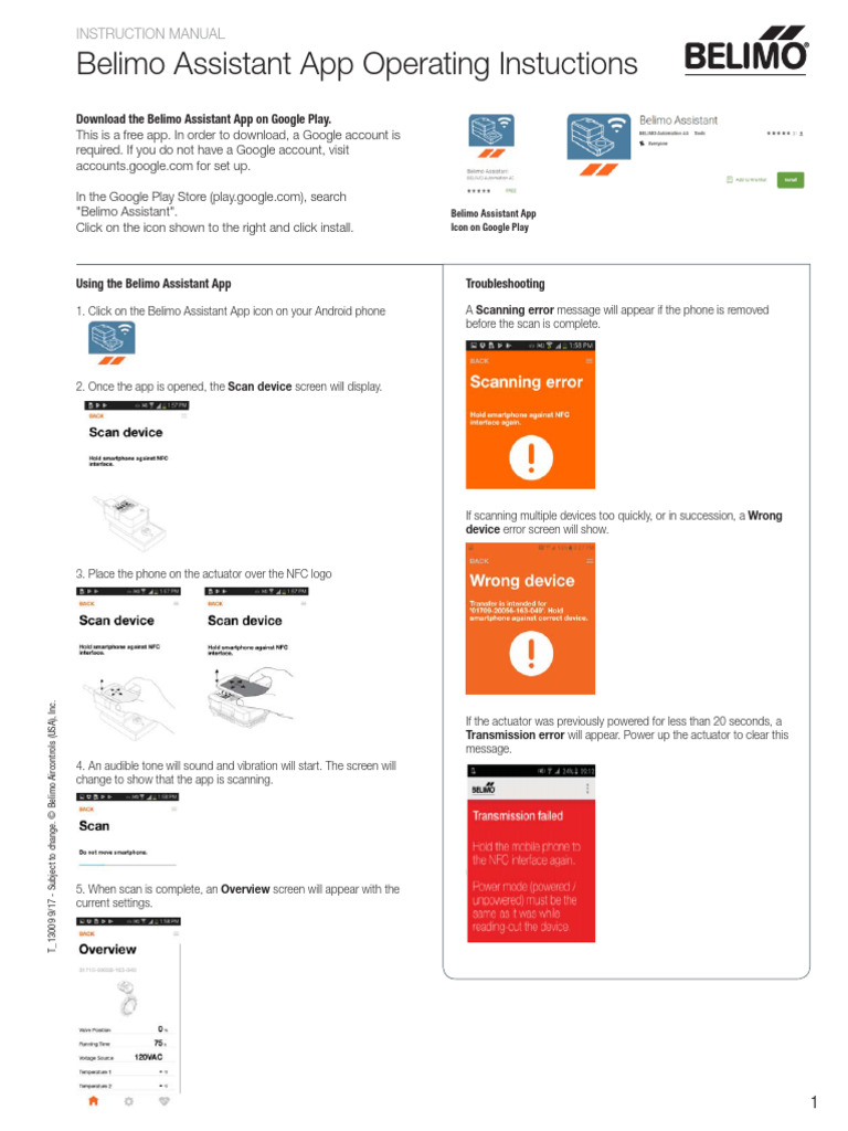 Belimo Belimo-Assistant App Instructions System-Integration En-Us ...