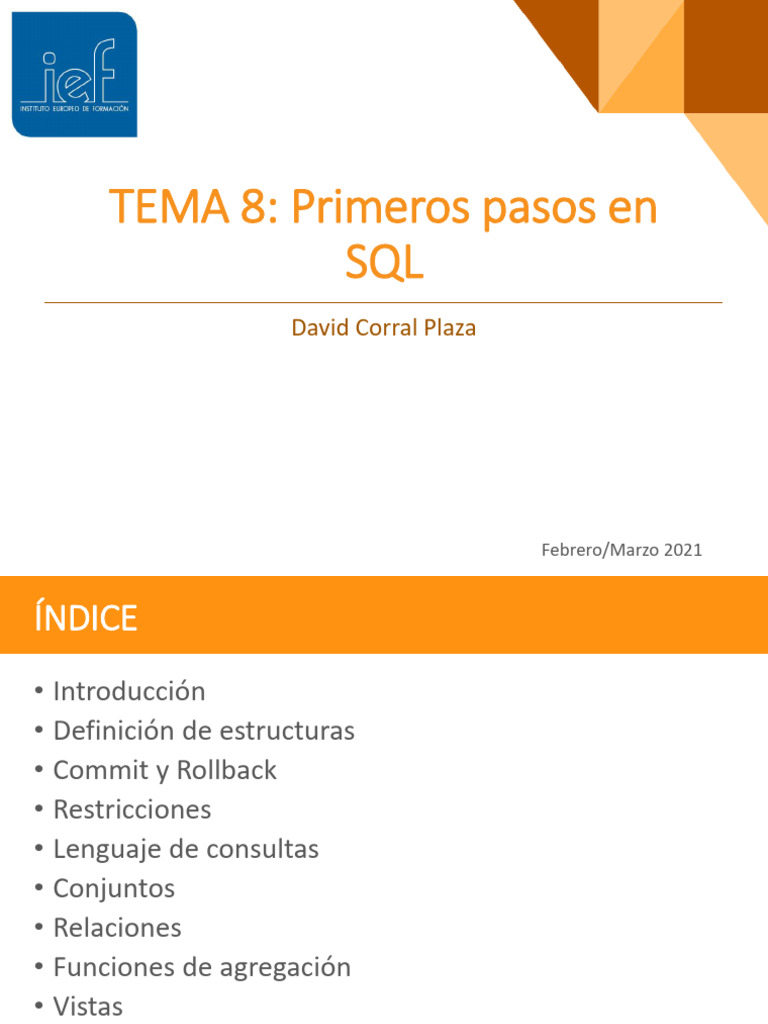 Tema-8-Primeros-pasos-en-SQL | PDF | SQL | Gestión de tecnología de la ...