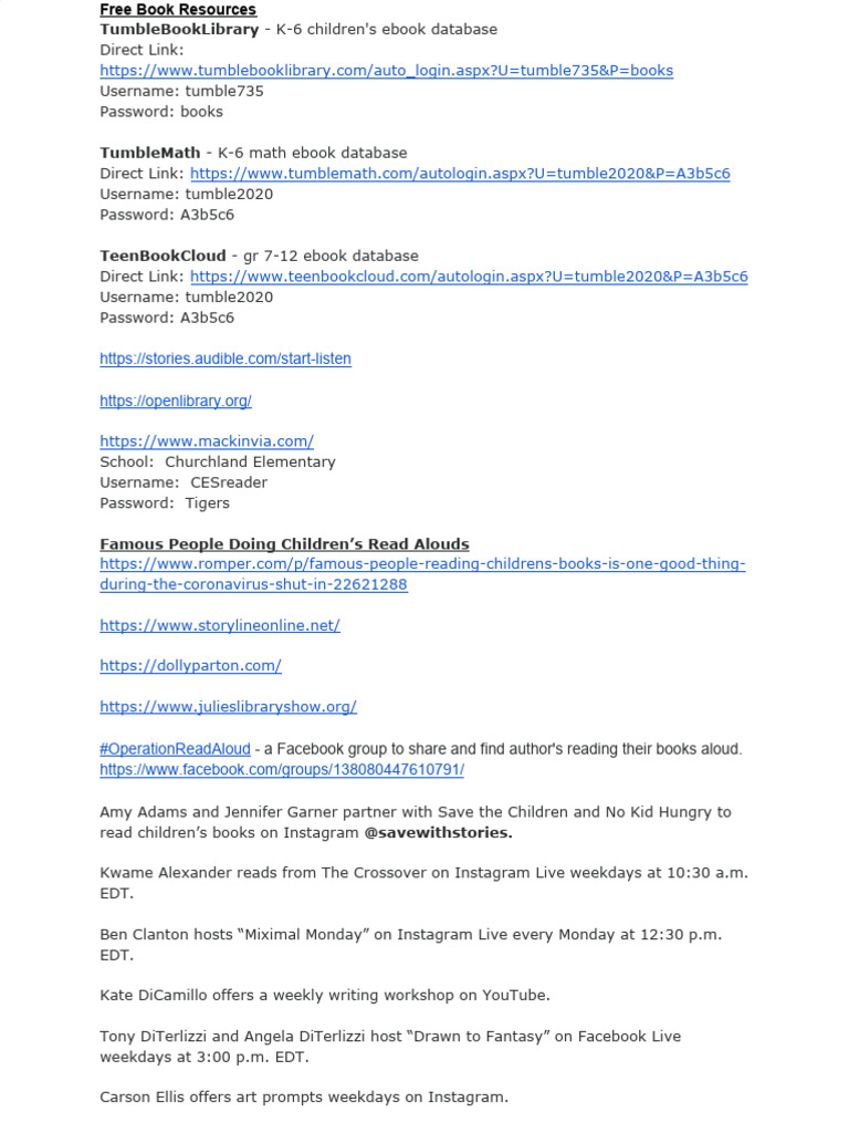 Free eBook Resources for Kids | PDF