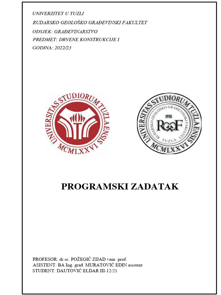 Programski Drvene Konstrukcije 1 | PDF