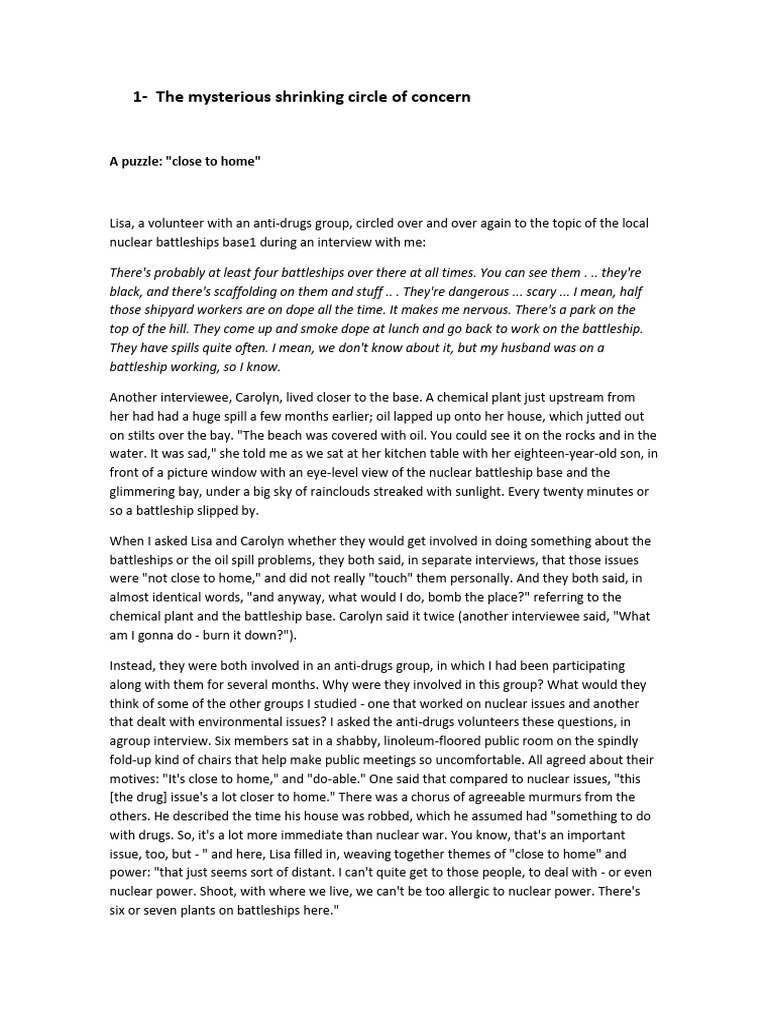 Nina Eliasoph - The Mysterious Shrinking Circle of Concern | PDF ...