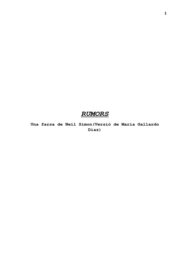 RUMORS | PDF