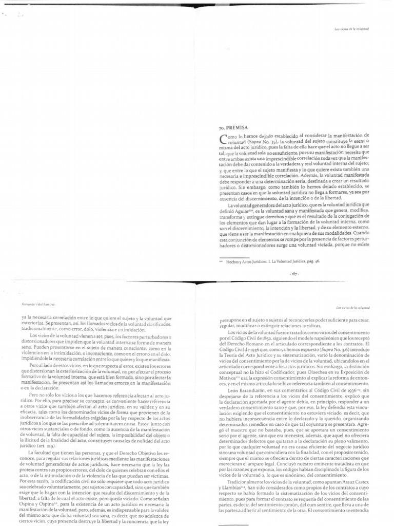 Vidal Ramirez Vicios de La Voluntad | PDF