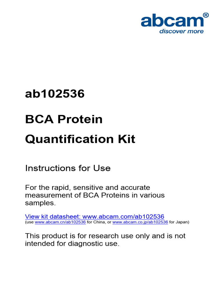 BCA Protein Quantification Kit Guide | PDF | Copper | Assay