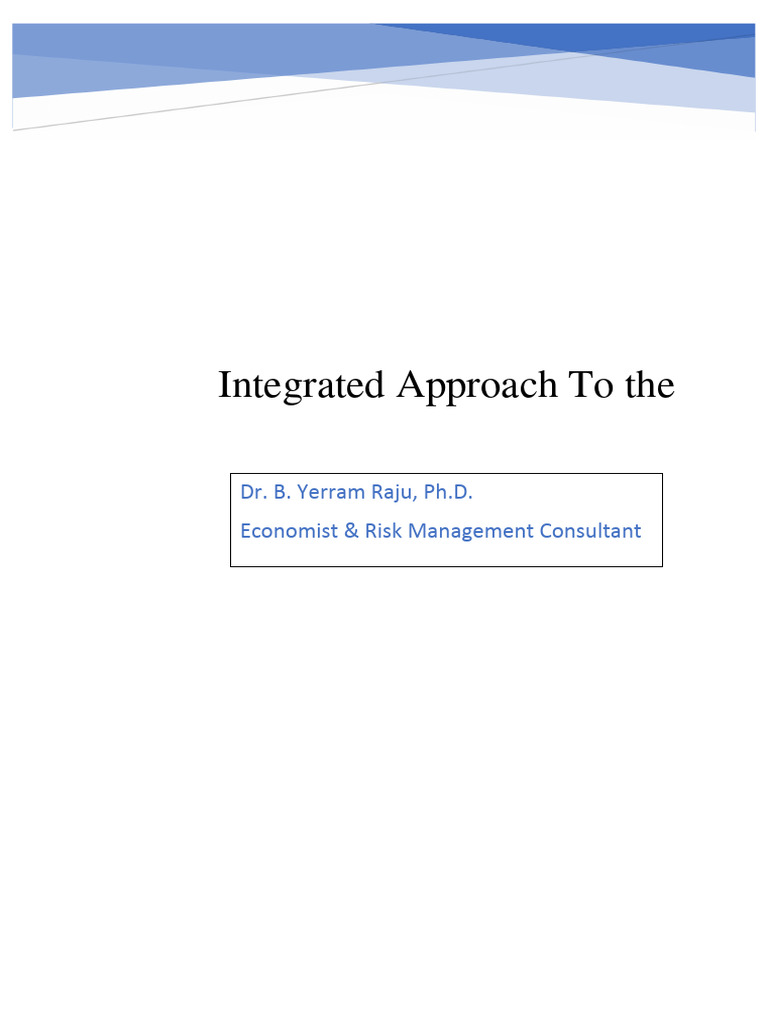 Integrated Approach To The Growing Msme Sector: Dr. B. Yerram Raju, Ph.D. Economist & Risk ...