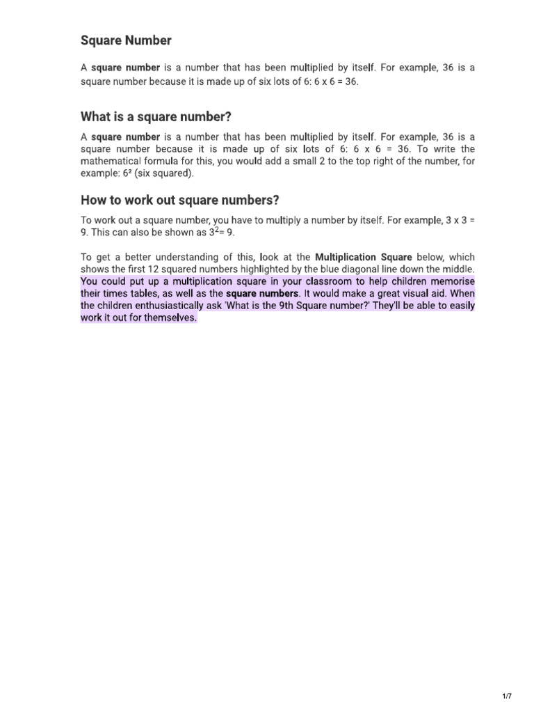 Twinkl - WhatAreSquareNumbers | PDF
