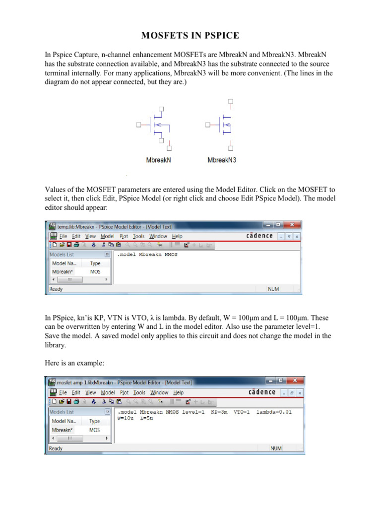 Mosfets in Pspice | PDF