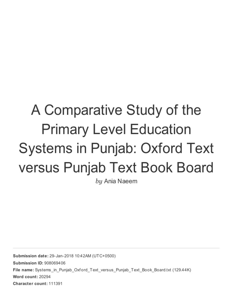 A Comparative Study of The Primary Level Education Systems in Punjab ...