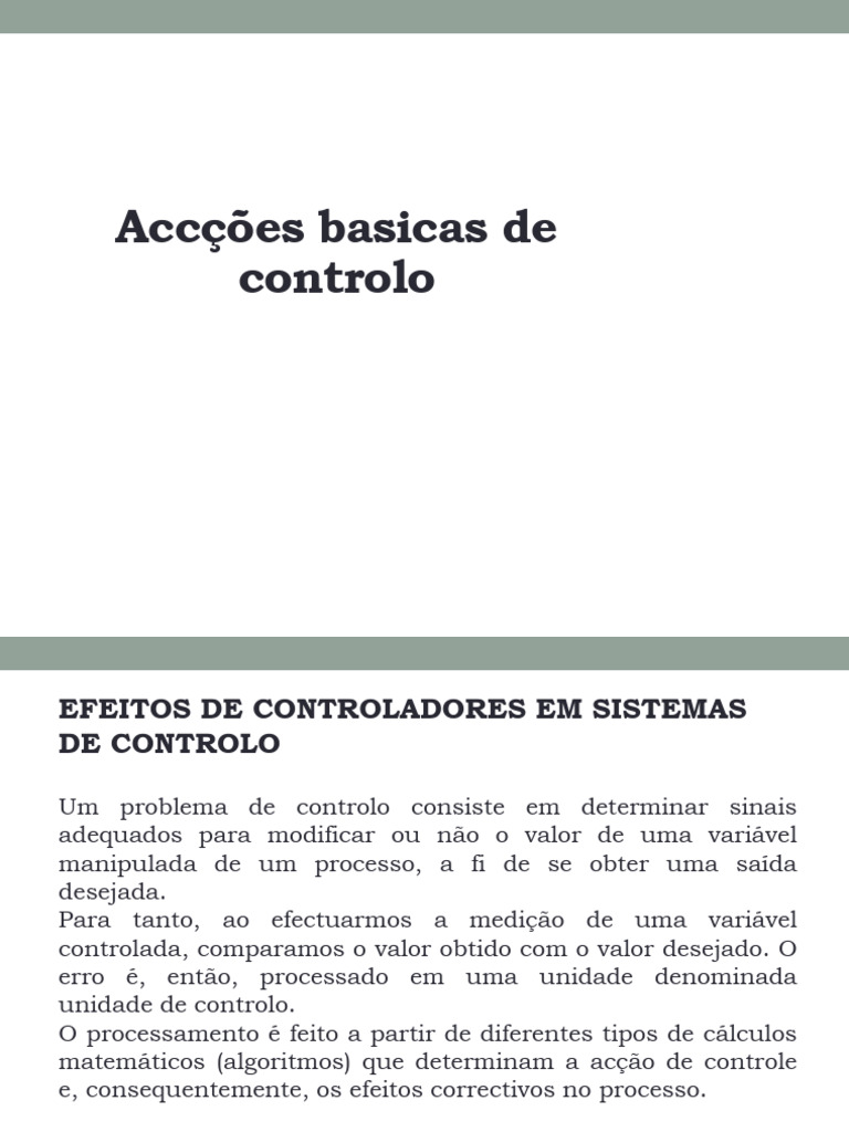 Aula 04 - Acoes Basicas de Controlo | PDF | Oscilação | Integrante