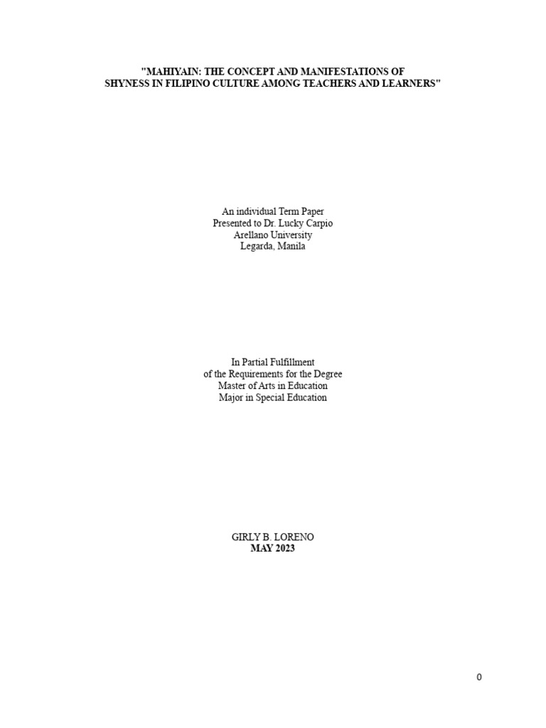 Mahiyain | PDF | Shyness | Survey Methodology